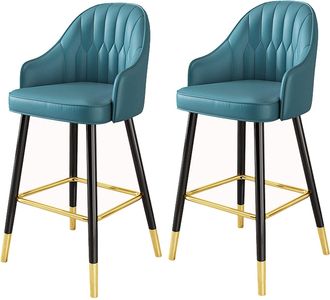 Generic Barhocker in Tresenh&ouml;he, Barhocker im Mid-Century-Stil mit R&uuml;ckenlehne und Bezug aus PU-Leder, Barhocker f&uuml;r das Wohnzimmer