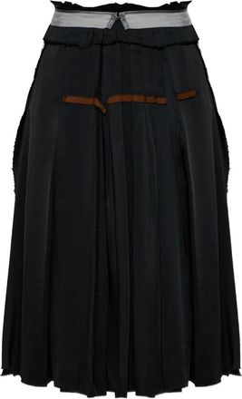 Maison Margiela pleated raw-cut midi skirt - Schwarz