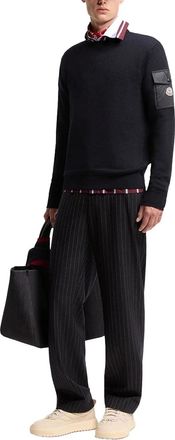 Moncler Virgin Wool Crew Neck Sweater - Navy