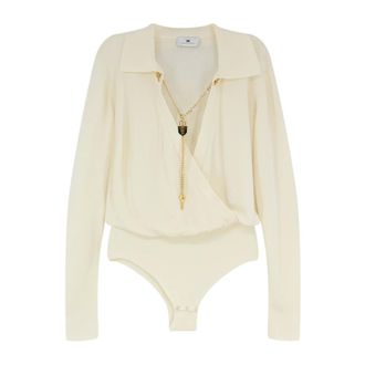 Elisabetta Franchi Femme, Tops, Jaune, Taille: 42 FR Body col V