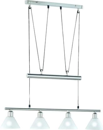 Trio Leuchten JoJo-Pendelleuchte Stamina 3751041-07, Metall Nickel matt, Glas opal wei&szlig; matt, exkl. 4x E14, h&ouml;henverstellbar, 40W