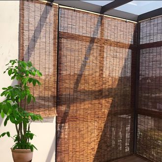 Generic Karbonisierte Bambusjalousien K&uuml;che Sichtschutz Rollo Handgewebte Senkrecht Au&szlig;enrollo Mit Lifter Bambus Rollo F&uuml;r Wand Hauptdekorationen Atmungsaktiv