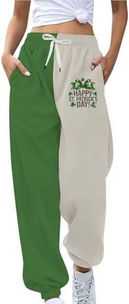 Generic HUIFUAO Pantalon de surv&ecirc;tement de la Saint-Patrick pour femme, pantalon de jogging tr&egrave;fle dr&ocirc;le, costume irlandais de St Paddys, pantalon de tr&egrave;fle i