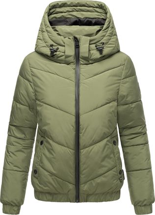 Marikoo Damen Winterjacke warme Steppjacke mit Kapuze Nayanaa XVI Olive Gr. XL