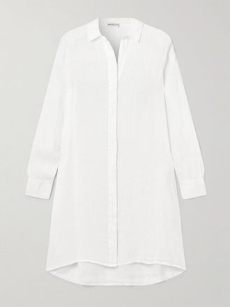 James Perse Midi-hemdblusenkleid Aus Leinen - Weiß