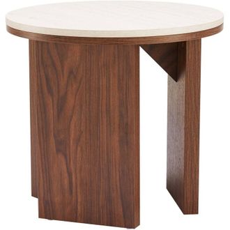 Oviala Table basse effet bois ronde diam 50 cm bois fonc&eacute;