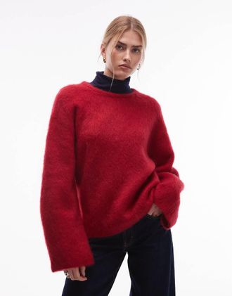 & Other Stories Pull en laine et mohair &agrave; &eacute;paules tombantes - Rouge fonc&eacute;