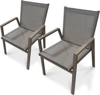 DCB Garden Dcb Garden - floride - Lot de 2 fauteuils de jardin empilables en aluminium quartz