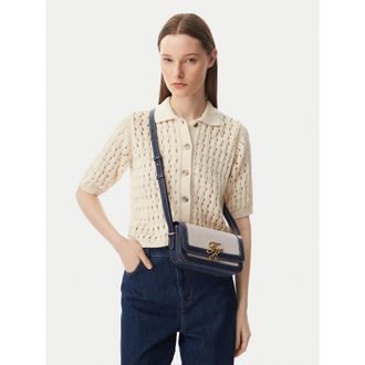 Tommy Hilfiger Handtasche Tommy Hilfiger Th Script Flap Crossover Canvas AW0AW18737 Creme