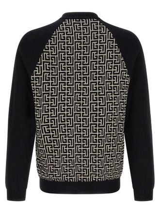 Balmain PB Monogram Jacquard Sweater - Black