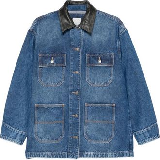 SIMKHAI Leather-collar Denim Jacket