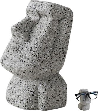 Soimiss Moai Statue Brillenhalter Aus Harz Einzigartiges Sonnenbrillen-Display Langlebiger Gläserständer Mit Modernem Dekor Für Büro Und Zuhause Glatte Verarb