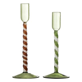 Bloomingville Bougeoirs en verre Swirlie - Set de 2 Bloomingville
