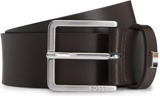 BOSS Hommes Ther-Flag-E Sz35 Ceinture en cuir italien avec passant &agrave; rayures embl&eacute;matiques