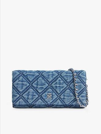 Tommy Hilfiger Portefeuille en denim matelass&eacute; avec cha&icirc;ne