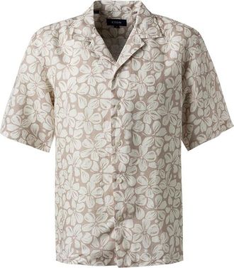 Eton Herren Kurzarmhemd blau Leinen