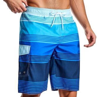 Generic Maillot de bain homme &eacute;t&eacute; d&eacute;grad&eacute; de couleur pantalon de plage ray&eacute; course &agrave; pied jogging, bleu, 36