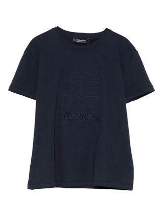 Max Mara t-shirt brod&eacute; - Bleu