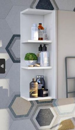 M&ouml;belando H&auml;ngeregal >Eckmodul Badezimmerschrank< in Wei&szlig; Hochglanz - 20x65x21 (BxHxT)