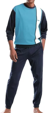 H.I.S Langer Herren Schlafanzug/Pyjama (DE/NL/SE/PL, Numerisch, 44, 46, Regular, Regular, Türkis/Marine/Weiß)