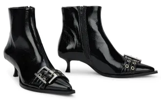 Ganni Patent Leather Ankle Boot - Black