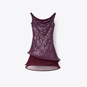 Tory Burch Damen Kleid mit Pailletten und Reifen