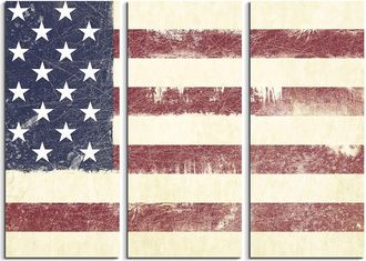 Paul Sinus Art Sinus Art 3 teiliges Leinwandbild gesamt 130x90cm Bild der USA Flagge