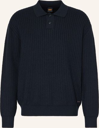 HUGO BOSS Strick-Poloshirt Kotorpolo blau