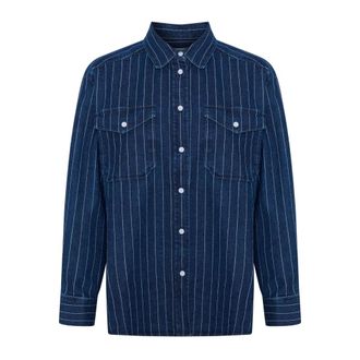 Part Two Dunkles Denim Gestreiftes Hemd - - Blouses & Shirts - Damen - Blau - 2XL