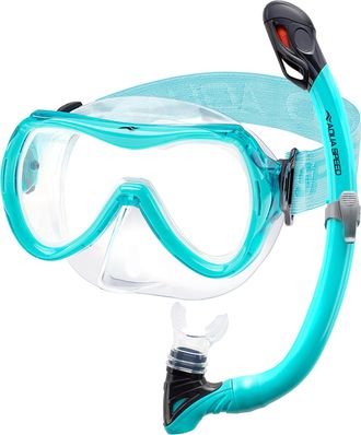 Aqua Speed Schnorchelset Alize + Samos Tauchmaske f&uuml;r Kinder mit Netzbeutel und Mikrofasertuch, Farbe:T&uuml;rkis
