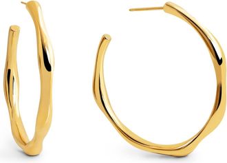 Singularu Bamboo Creolen. Messing mit 18 Kt Vergoldeter Beschichtung. Schmuck für Damen