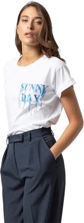 Kocca Femme, Tops, Blanc, Taille: 42 FR Casual Rolled Short-Sleeved Sunny Day T-Shirt