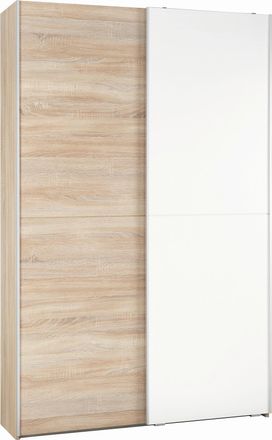 Livetastic Schwebet&uuml;renschrank, Wei&szlig;, Sonoma Eiche, Holzwerkstoff, 6 F&auml;cher, 125x195.5x38 cm, Schlafzimmer, Kleiderschr&auml;nke, Schwebet&uuml;renschr&auml;nke