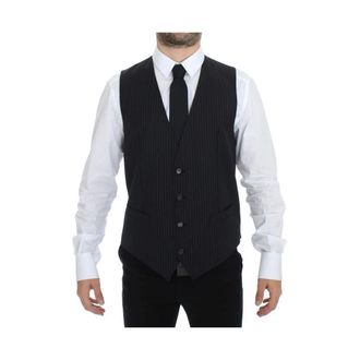 Dolce & Gabbana Elegante Graue Gestreifte Kleidweste - - Suits - Herren - Grau - L