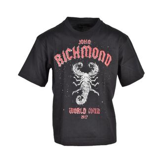 John Richmond Schwarzes Print Kurzarm T-shirt - - Tops - Herren - Schwarzk - S