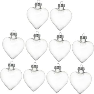 Cabilock 10 St&uuml;ck Teiliges Transparente Kunststoff-hohlherz-weihnachtskugeln zum Bef&uuml;llen Romantische Christbaumdekoration f&uuml;r DIY-basteln Vielseitige H&auml;ngesch