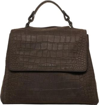 Orciani Crossbody Bags - Crocodile-Effect Leather Handbag With Magnetic Clo - Gr. unisize - in Schwarz - f&uuml;r Damen