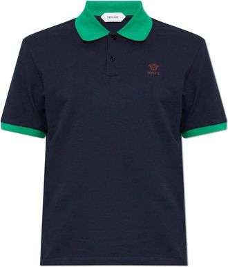 Versace Homme, Tops, Bleu, Taille: XL Polo avec logo brod&eacute;