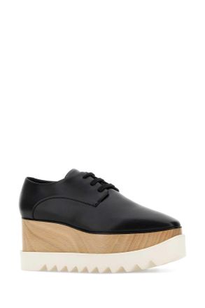 Stella McCartney Womens Elyse Lace-Up Alter Platform Flat Black Fabric
