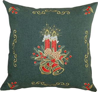 Matches 21 matches21 Kissenh&uuml;lle/Kissenbezug Stickerei rote Kerzen gr&uuml;n bunt Tischw&auml;sche 1 STK 40x40 cm Polyester