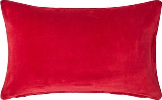 Homescapes Samt-Kissenhülle, rot, weicher Zierkissenbezug 30 x 50 cm, Dekokissenhülle für Zierkissen und Sofakissen mit verdecktem Reißverschluss