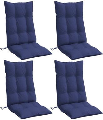 vidaXL vidaXL Coussins de chaise &agrave; dossier haut lot de 4 bleu marine