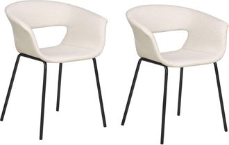Beliani Beliani - Set Di 2 Sedie Moderne Sedute Imbottite Gambe In Metallo Per Sala Da Pranzo Cucina Beige Abilene