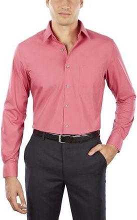 Van Heusen Dress Shirt Fitted Poplin Solid Chemise, Rose désert, 17.5 Neck / 32-33 Sleeve Homme