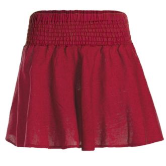 vishes Alternative Bekleidung - Damen Mini-Rock Baumwolle Casual elastischer Bund dunkelrot 42-46