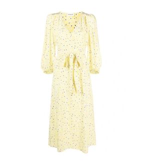 P.A.R.O.S.H. Gelbes Seiden-Midikleid mit V-Ausschnitt - - Dresses - Damen - Gelb - XS