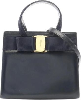 Ferragamo Sac bandouli&egrave;re 2-en-1 en cuir Vara Ribbon Pre-owned - Femme - Pre-owned - Bleu - Taille: ONE Size