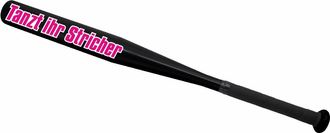 Spass Kostet Baseballschl&auml;ger lustige Spr&uuml;che Pinke Schrift schwarz Aluminium 65 cm