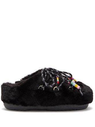 Moon Boot chaussons en fourrure artificielle - Noir