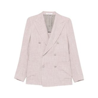 Tagliatore Doppelreihiger Blazer mit Fischgratmuster - - Jackets - Herren - Rosa - M
